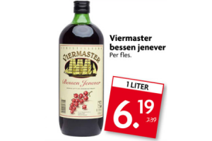 Viermaster bessen jenever 1 liter voor €6,19 - Beste.nl
