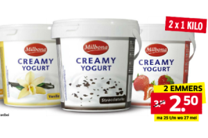 Milbona Creamy Yoghurt (500ml) nu 2 stuks voor maar €2,50 - Beste.nl